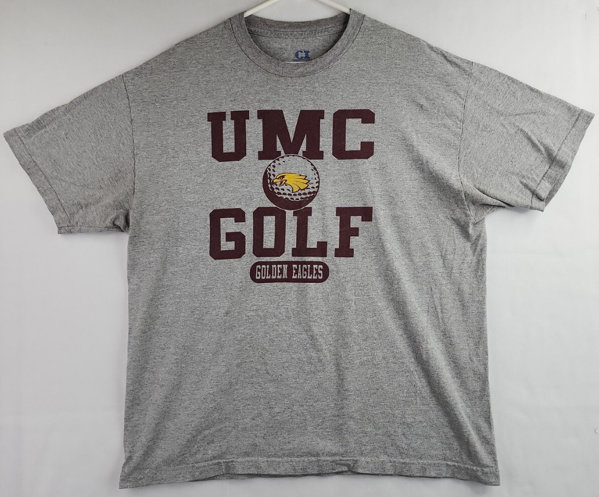 UMC Golden Eagles Golf Logo Mens Gray T-shirt Size XL | eBay