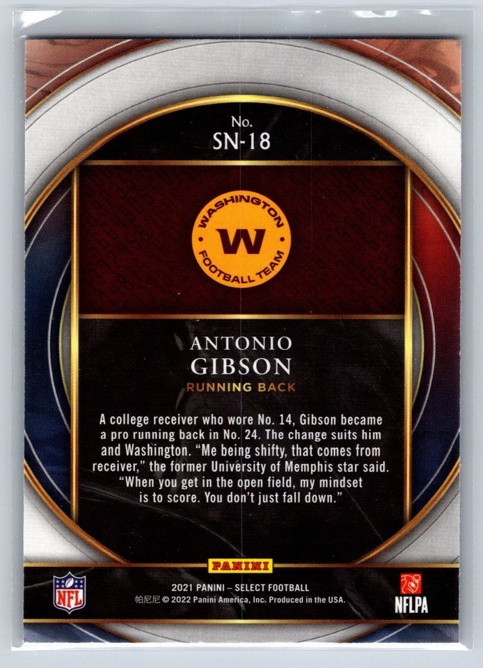 2021 Panini Select #SN-18 Antonio Gibson Commanders Select Numbers | eBay