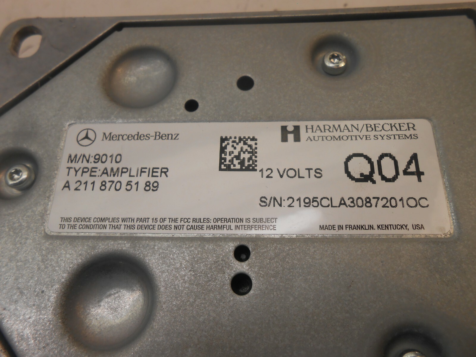 2009-11 MERCEDES E350,CLS550 HARMAN BECKER SUBWOOFER AMP OEM 2118705189 ...