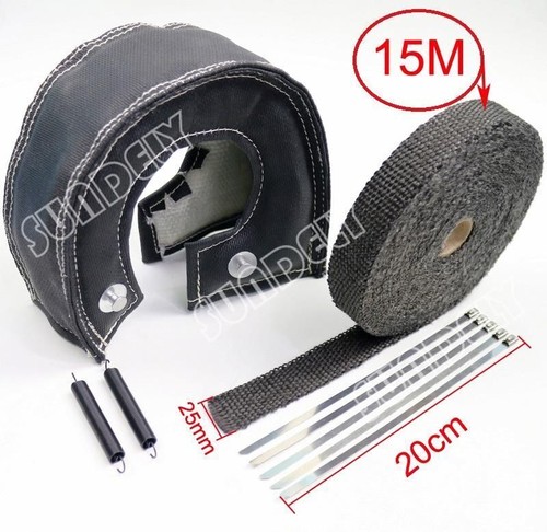 T3 OUT TURBO HEAT SHIELD BLANKET + MANIFOLD DOWNPIPE WRAP 25MM X 15M ...
