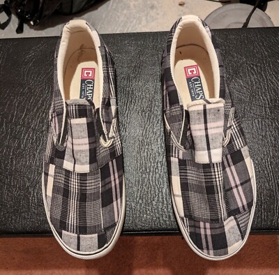 Chaps Laceless Sneakers Slip On Black/White Plaid Canvas, size 11 | eBay