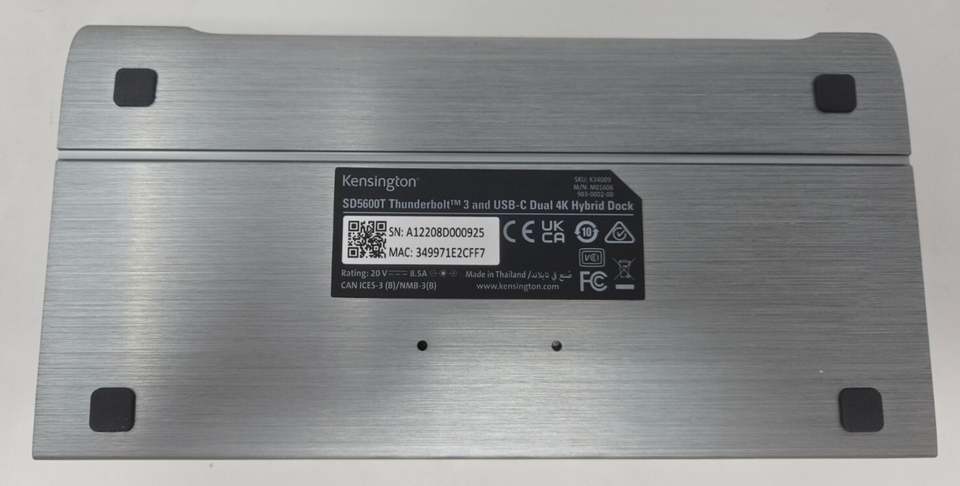 Kensington SD5600T Thunderbolt 3 and USB-C Dual 4K Hybrid Docking ...