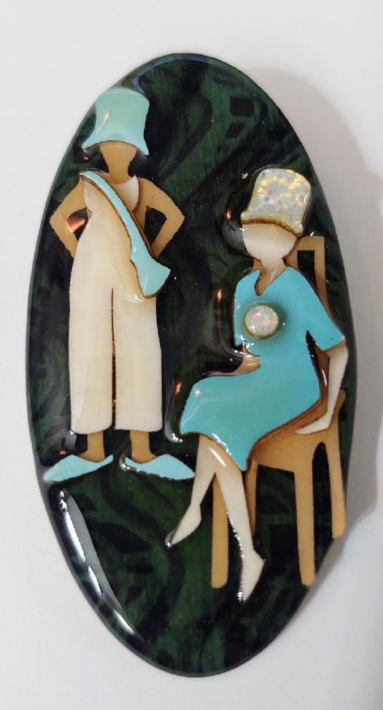 Vintage Lucinda Women Pins Two Friends One Sitting i… - Gem