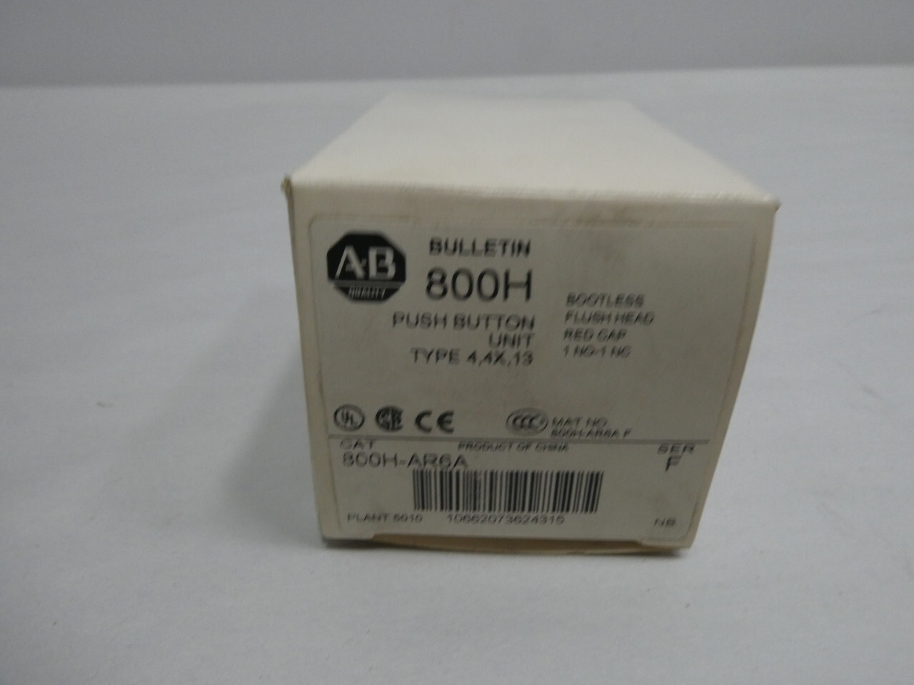 1 Allen Bradley 800h-ar6a Red Cap Flush Head Push Button Ser F 800h for ...