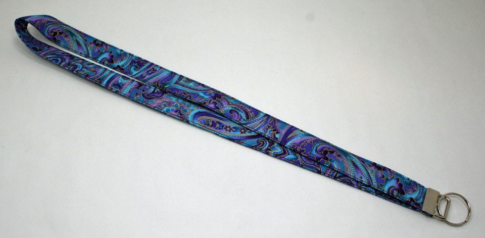 Purple & Blue Paisley Key Chain Ring Lanyard Handmade Custom Designer ...