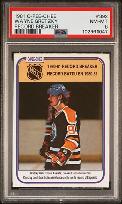 1981 OPC O-PEE-CHEE RECORD BREAKER #392 WAYNE GRETZKY OILERS. HOF. PSA ...