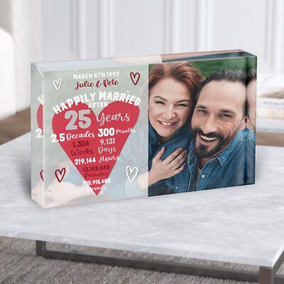 25 Years 25th Anniversary Wedding Heart Photo Personalised Gift Acrylic ...