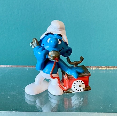 Smurfs - 20062 - Telephone Smurf Thin Cradle PVC Figure 1980 vintage ...