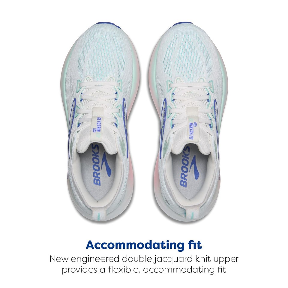 Brooks Women’s Glycerin 22 Neutral Running Shoe - White/Limpet Shell ...