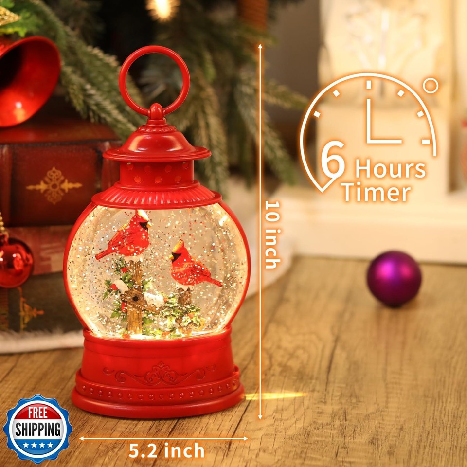 Christmas Snow Globes Cardinal Gift, Light Up Musical Snow Globe | eBay