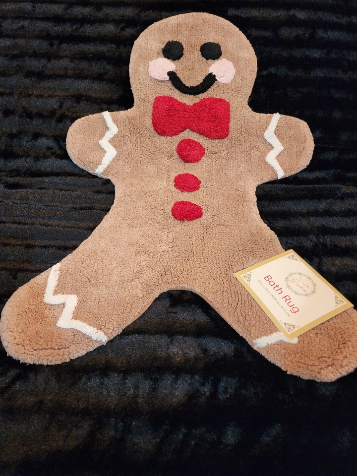 Gingerbread Man Boy Shaped Bath Rug Cotton 20" x 32" Vista Home ...