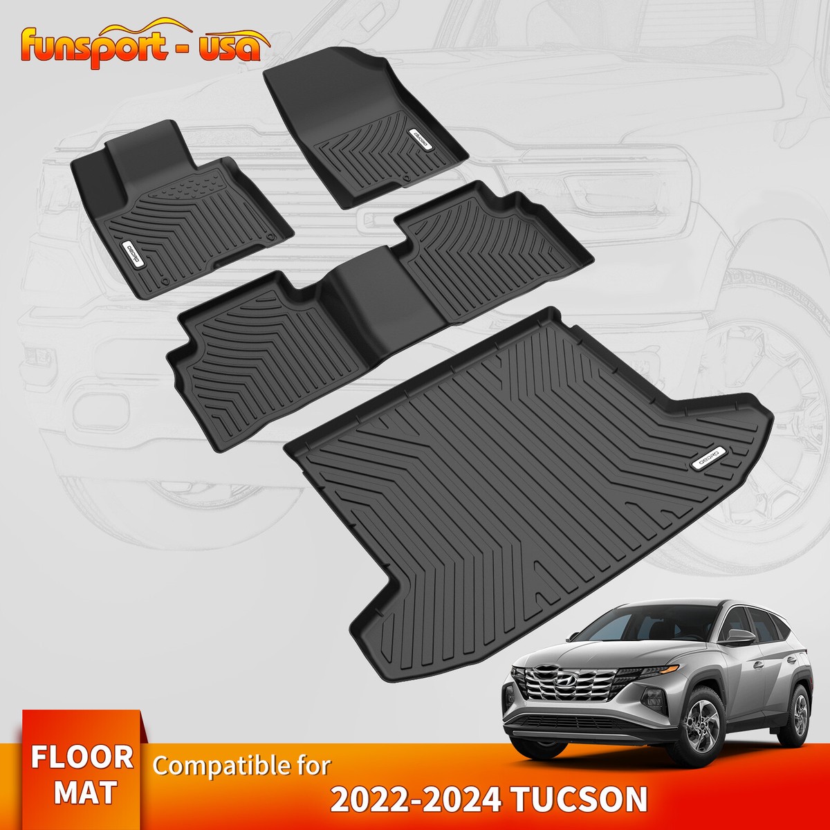 Waterproof Trunk Mat Waterproof Cargo Liner For 2022-2025 Hyundai ...
