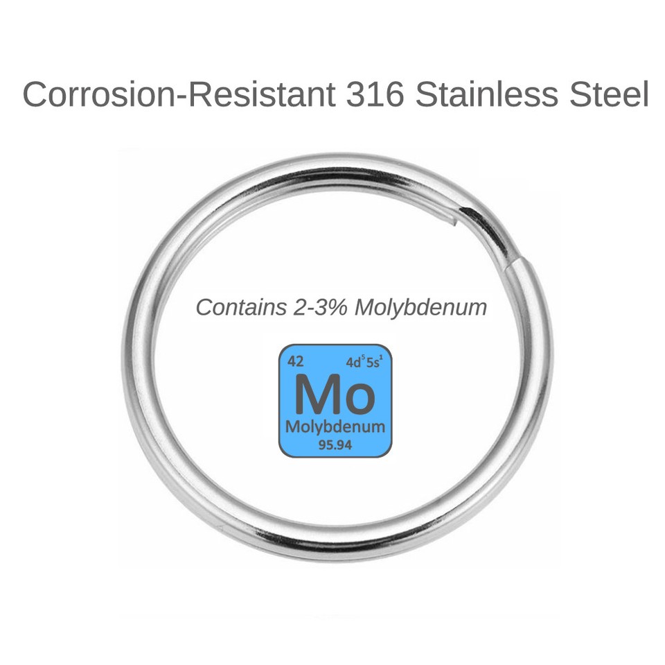 316 Stainless Steel Key Ring Key Chain Split Key Ring Marine Grade ...