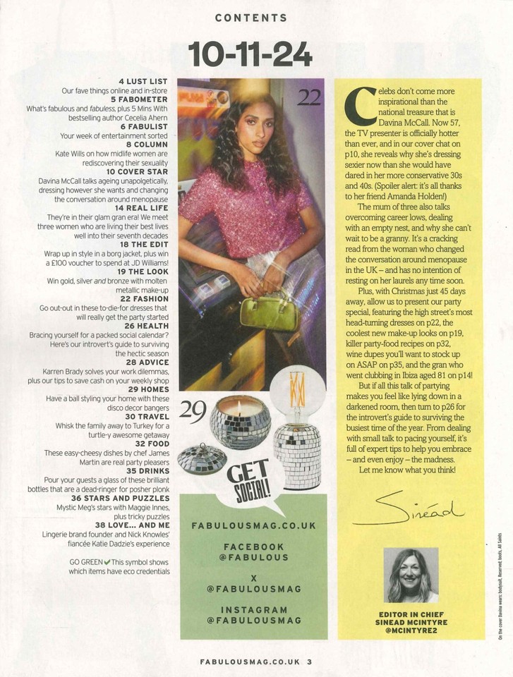 UK Fabulous Magazine Davina McCall Cecelia Ahern, Karren Brady, Fashion ...