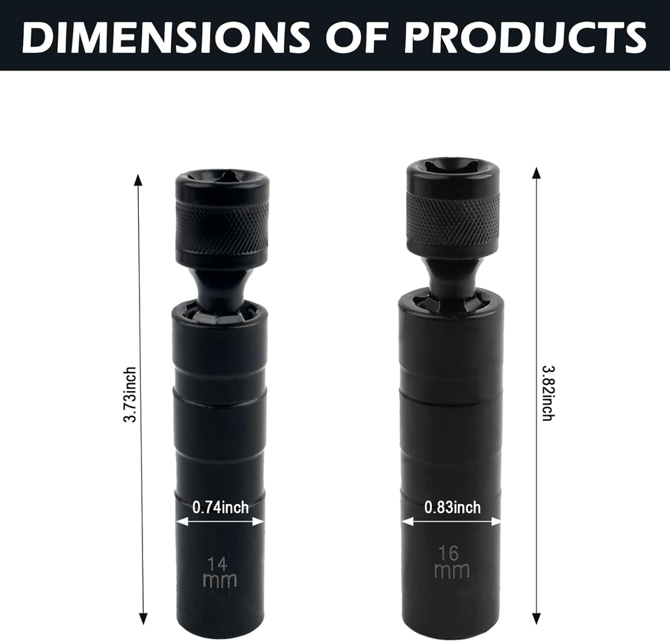 14Mm&16Mm Spark Plug Socket Set,360-Degree Rotation Sparks Plugs ...