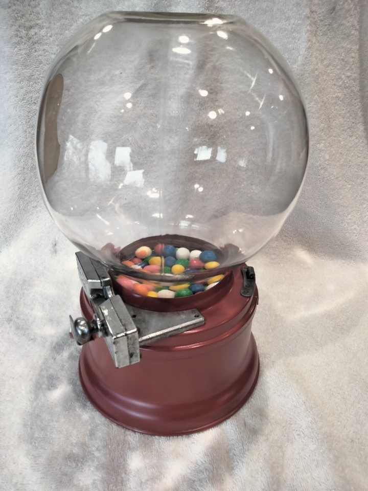1950 VINTAGE FORD RED GUMBALL VENDING MACHINE PENNY COIN OP WITH SLUG ...