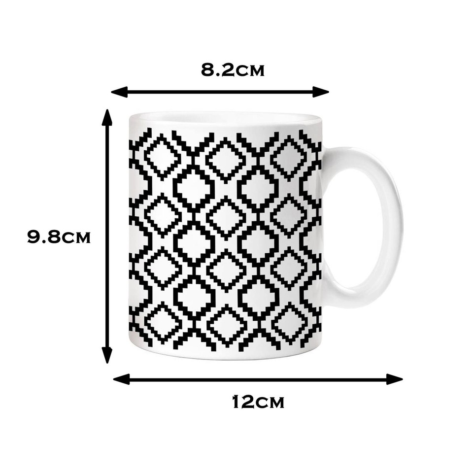 Set Of 4 Mugs Black And White Mono Geometric Coffee Mug Set Minimalist ...