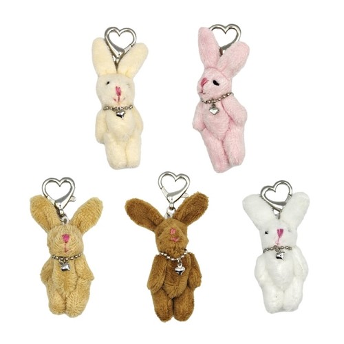 Mini Plush Rabbit Charm Keychains Cute Y2K Pendant Fashion Jewelry for ...