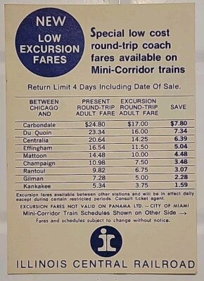 Illinois Central Railroad Prices Chicago Kankakee Champaign Carbondale ...