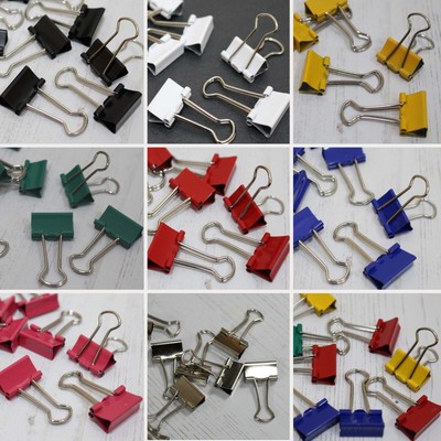 Bulldog Foldback Clips 19mm Letter & Binder in 9 Coloured Options 10 20 ...