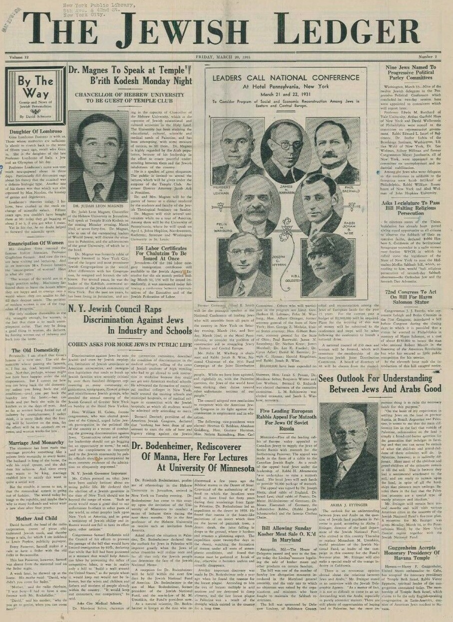 Palestine - Outlook for Jews & Arabs Good - Ettinger Jewish Ledger ...