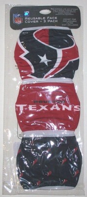 3 Pack Houston Texans Logo Face Mask 2 Layer Football New Unisex Adult ...