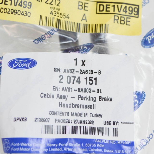 FORD FOCUS C346 MK3 Parking Brake Cable Assy 2074151 AV61-2A603-BL ...