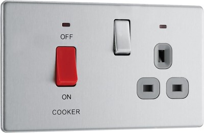 Cooker Switch and Socket 45a Wall Plug Screwless Double Pole Control ...