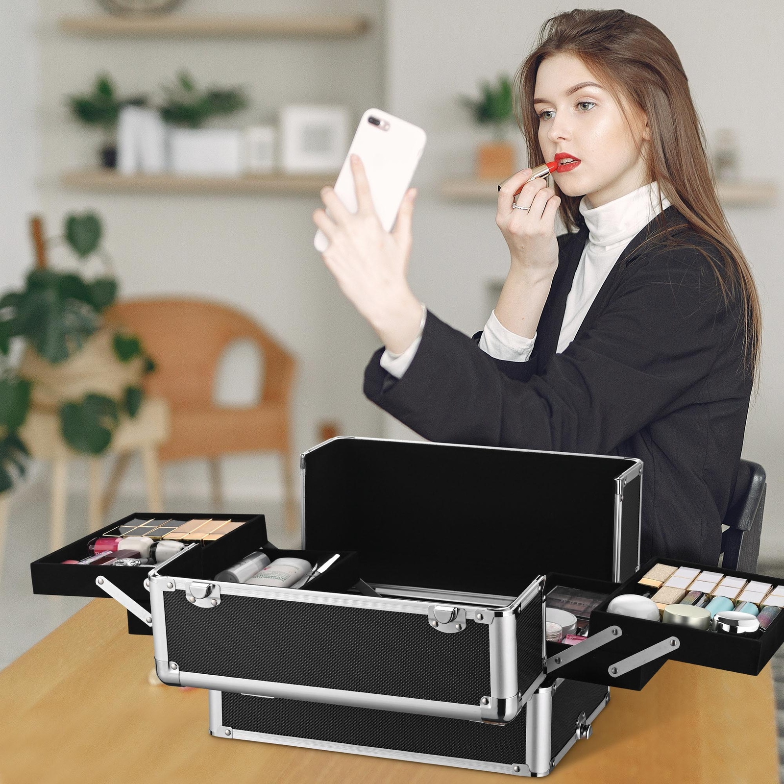 Byootique Lock Rolling Makeup Case 4-in-1 Cosmetic Storage Artist ...