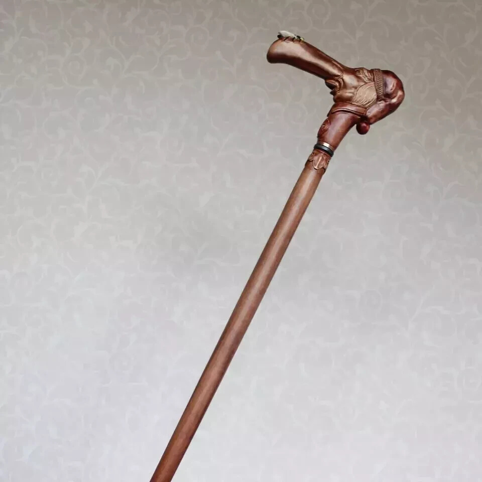 walking cane Man in stocking cap with fly on the nose Hand carved ...