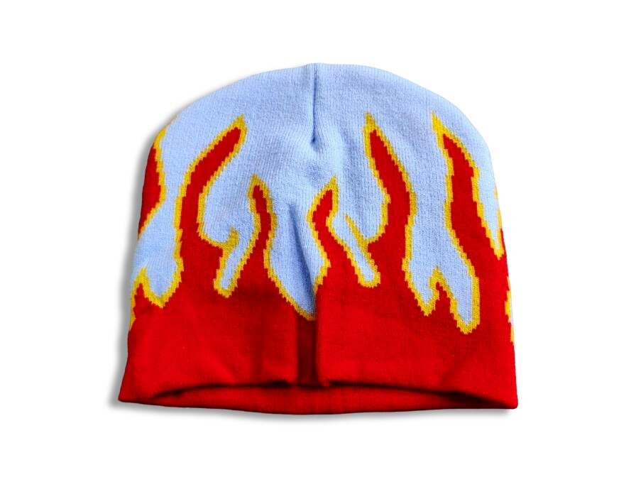 Burning Fire Flame Graphic Best Unisex Skull Cap Y2K Winter Knit Beanie ...