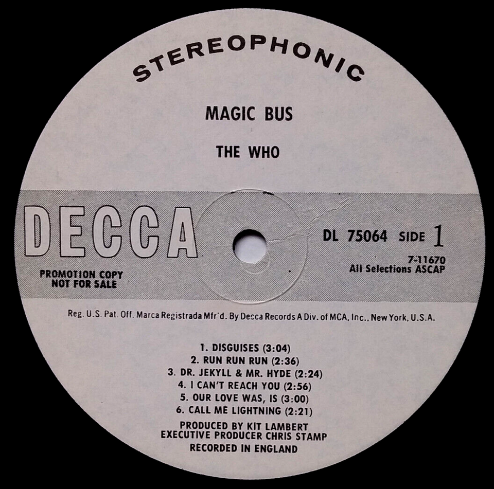 THE WHO - Magic Bus The Who On Tour - Vinyl LP 1968 Decca DL75064 PROMO ...