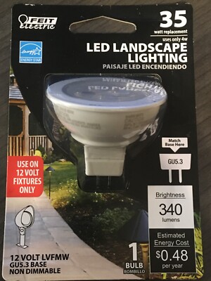 Feit 35 watt LED Light 340 Lumens Warm White 3000K 12V GU5.3 Base Non ...