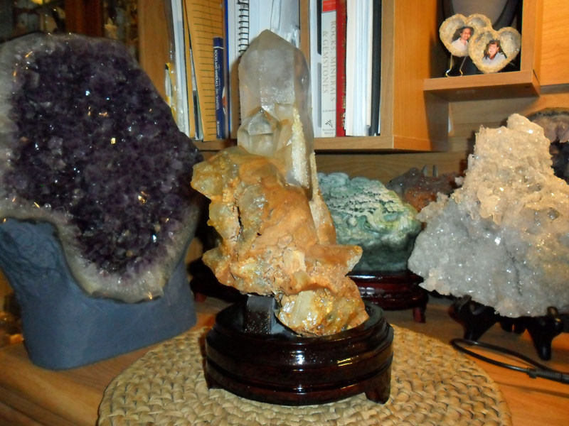 Crystal Cluster with Massive Point on a Wooden Base Exceptionally a ...