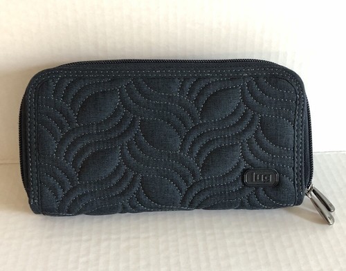 Lug Splits XL Wallet RFID Protected Zip Around Dark Navy Blue EUC | eBay