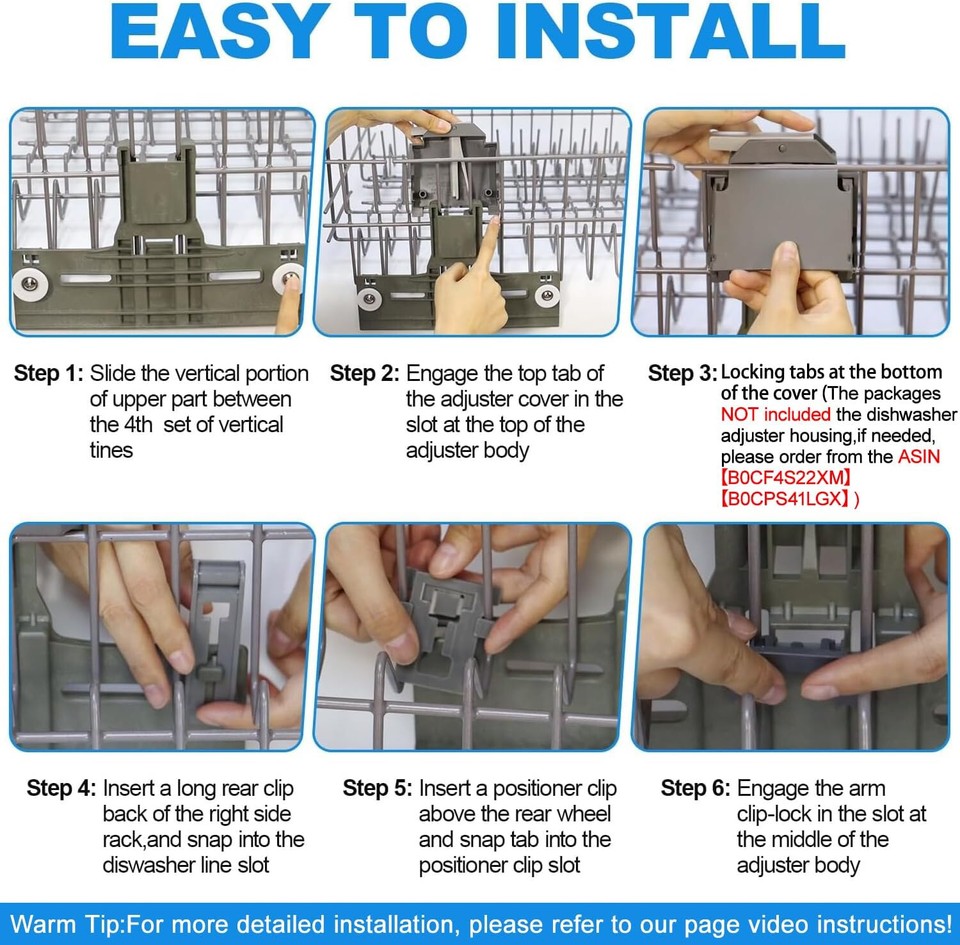 10 Packs W10350375 Dishwasher Top Rack Adjuster for whirlpool kenmore ...