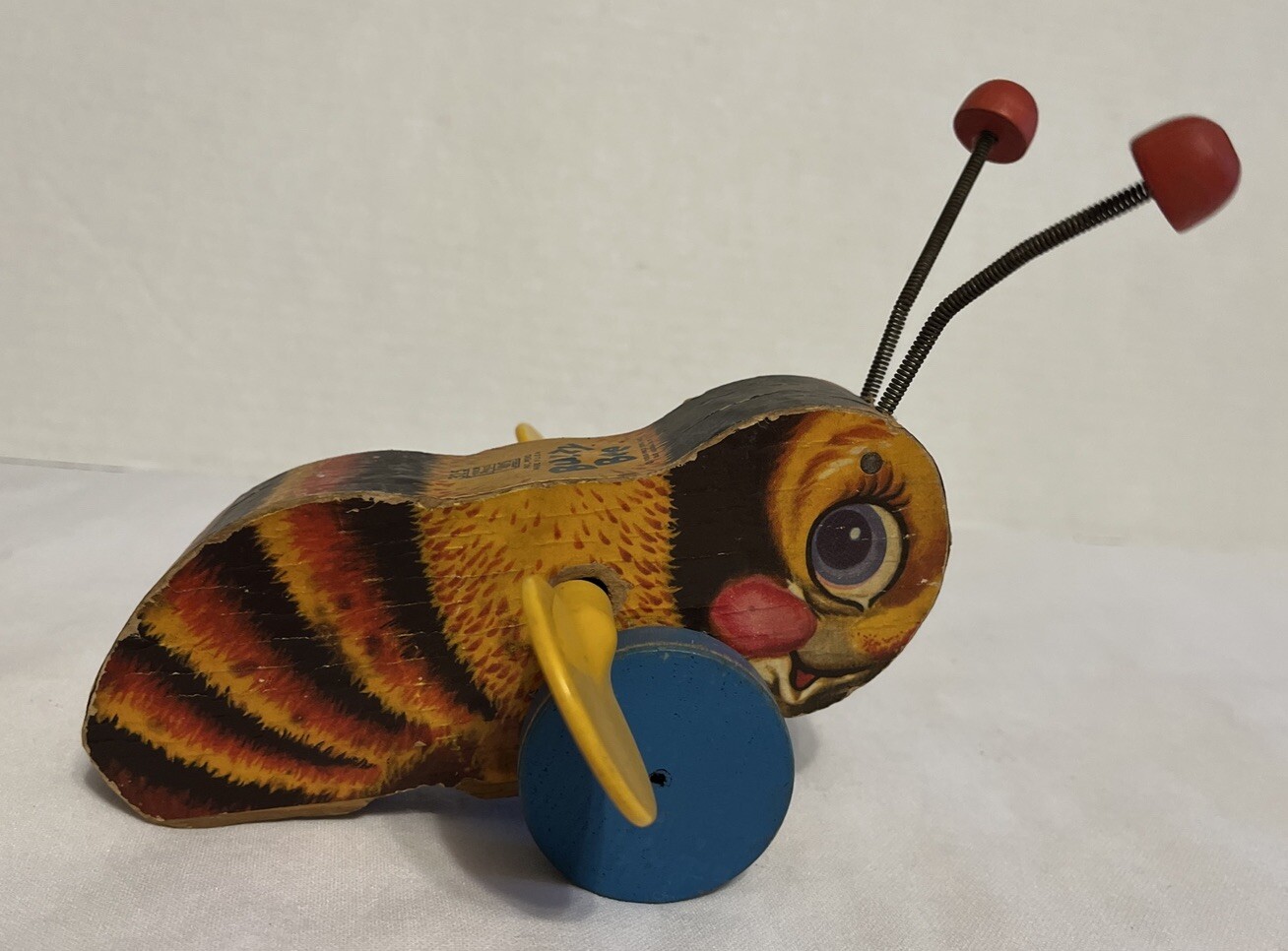 Fisher Price BUZZY 325 Vintage Yellow & Black Bee Wooden Toy WORKS | eBay