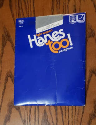 Hanes Too! Pantyhose GREY Sz Plus E F Light Support Style 157 YR 1986 ...
