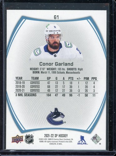 2021-22 SP - Blue #61 Conor Garland for sale online | eBay