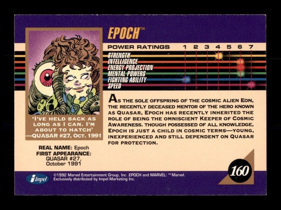 160 Epoch Cosmic Beginnings Impel Marvel 1992 Trading Card CCG TCG | eBay