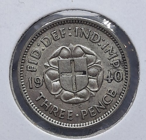 Great Britain England UK 1940 SILVER Threepence 3P 3 Pence King George ...