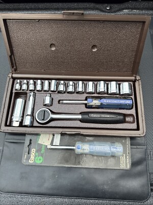 Easco Tools USA 18pc NOS SOCKET SET ratchet 72 1106 SAE 3/8 & 1/4 ...