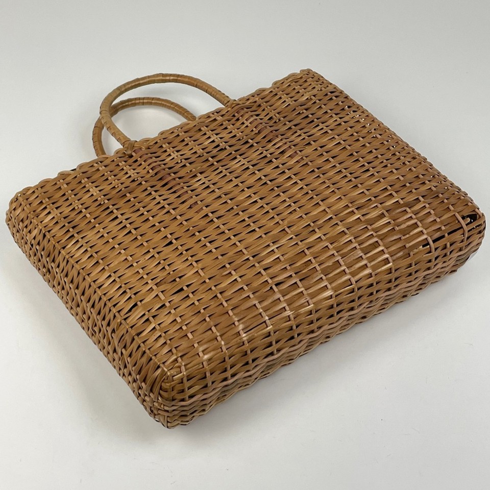 FENDI Basket Hand Bag Zucca Pattern Tote Bag Hand Bag Rattan Brown ...