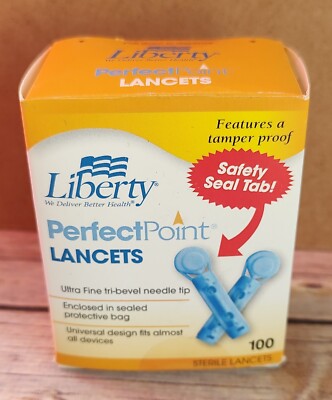 2 Boxes (x100) LIBERTY MEDICAL Perfect Point Lancets Diabetes NEW ...