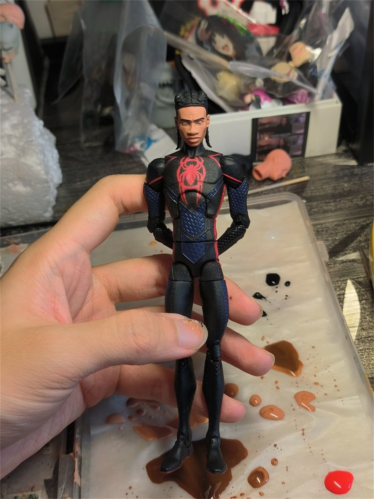 1/12 Painted Prowler Spider-man Miles Morales Head Toys Fit 6'' ML ...