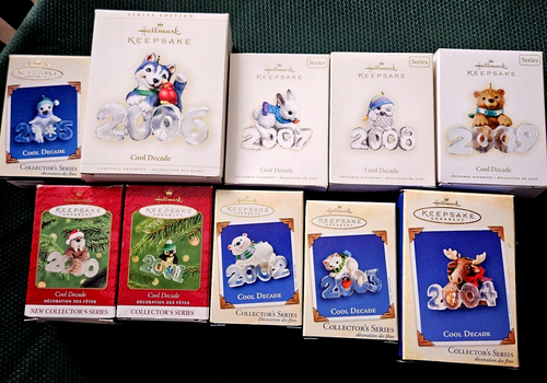 Hallmark Keepsake Cool Decade Ornaments Complete Set 2000 - 2009 Lot of ...