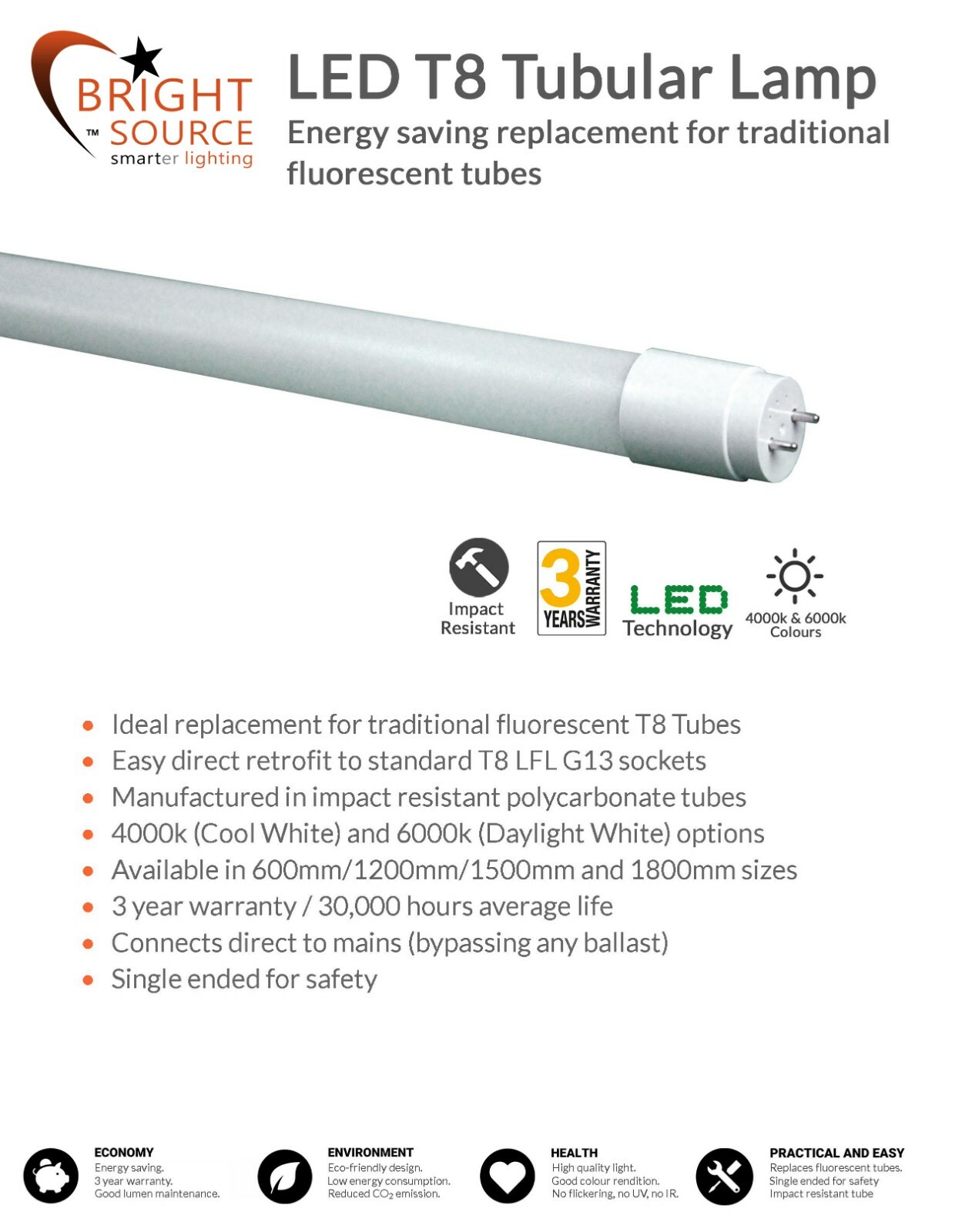 Anti Corrosive Clear T8 LED Batten Single Twin IP65 Waterproof 4FT 5FT ...