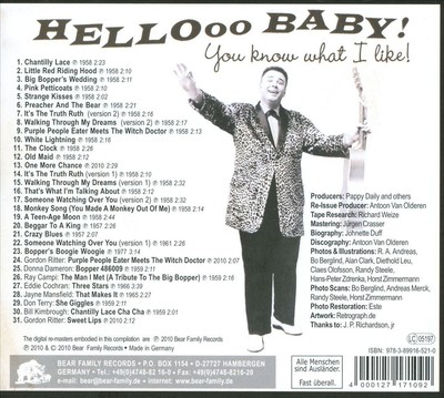 THE BIG BOPPER HELLOOO BABY! YOU KNOW WHAT I LIKE! NEW CD 4000127171092 ...
