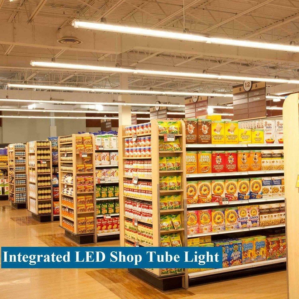 4/Pack T8 LED Shop Light Integrated LED Tube 2,3,4,5,6,8FT Double Row ...