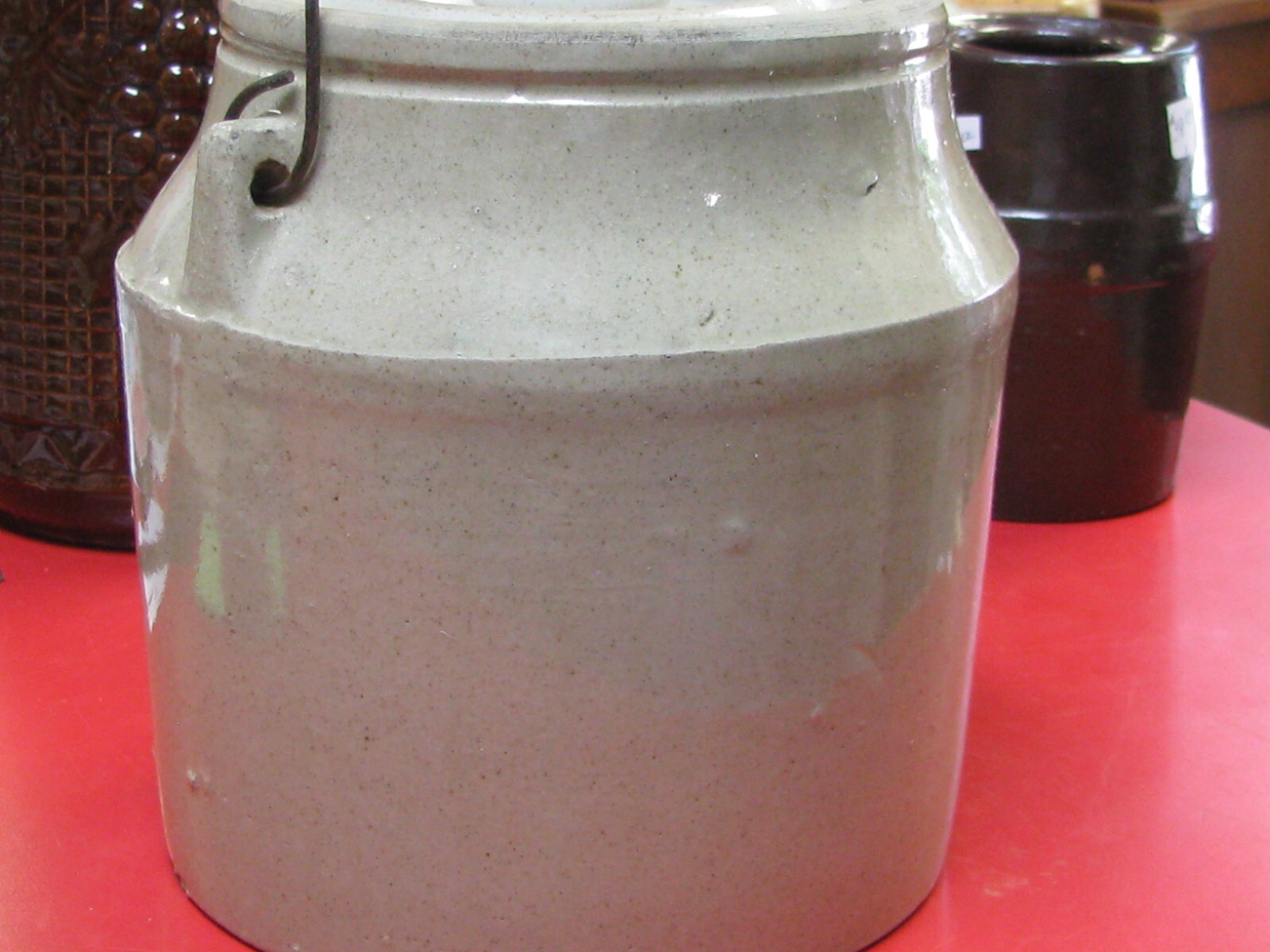 VINTAGE RED WING STONEWARE 10LB PACKING JAR W/LID & BAIL HANDLE | eBay